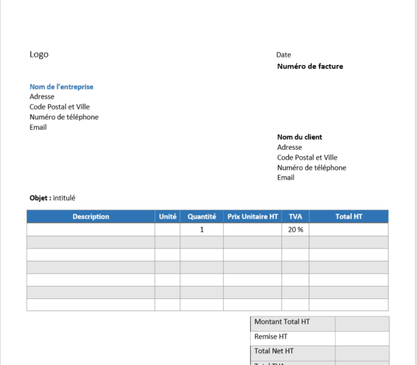 Modèle facture gratuit à imprimer Excel Maroc - KABIR / Services 100% ...